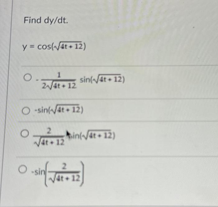 Solved Find dy/dt. | Chegg.com