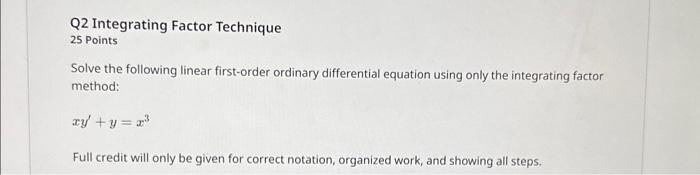 Solved Q3 Separable Equations Technique 25 Points Consider | Chegg.com Solved Q3 Separable Equations Technique 25 Points Consider | Chegg.com