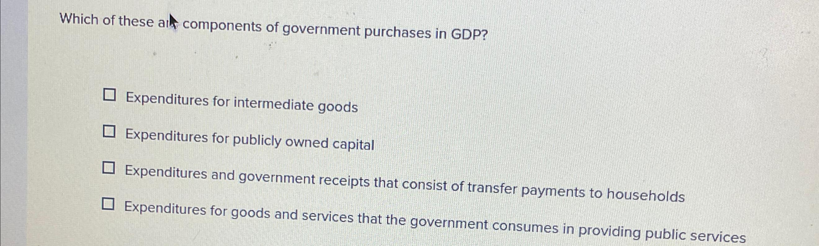 Solved Which of these al components of government purchases | Chegg.com