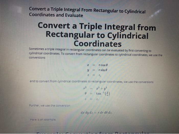 Solved Convert a triple integral from rectangular to | Chegg.com