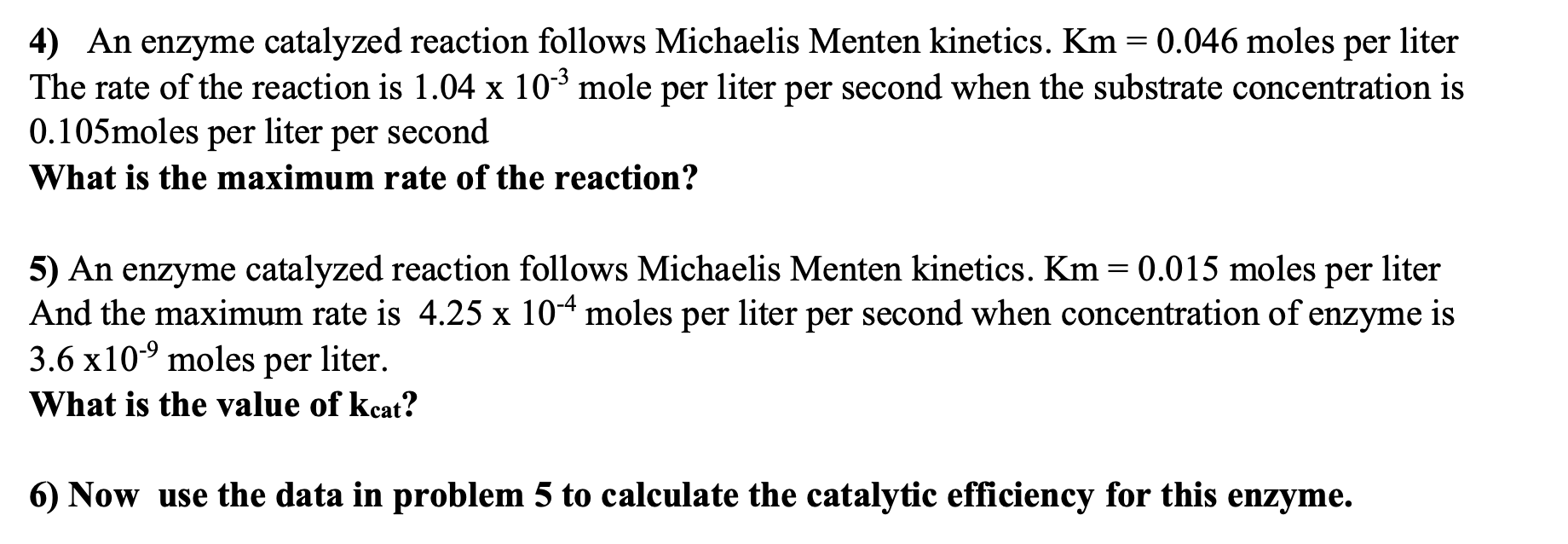 Solved An enzyme catalyzed reaction follows Michaelis Menten | Chegg.com
