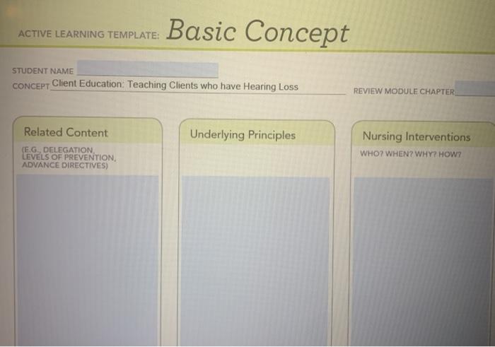 Solved ACTIVE LEARNING TEMPLATE: Basic Concept STUDENT NAME | Chegg.com