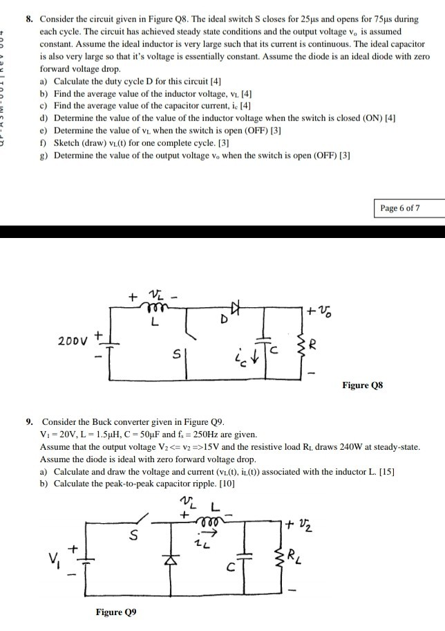 Solved 8. Consider the circuit given in Figure Q8. The ideal | Chegg.com