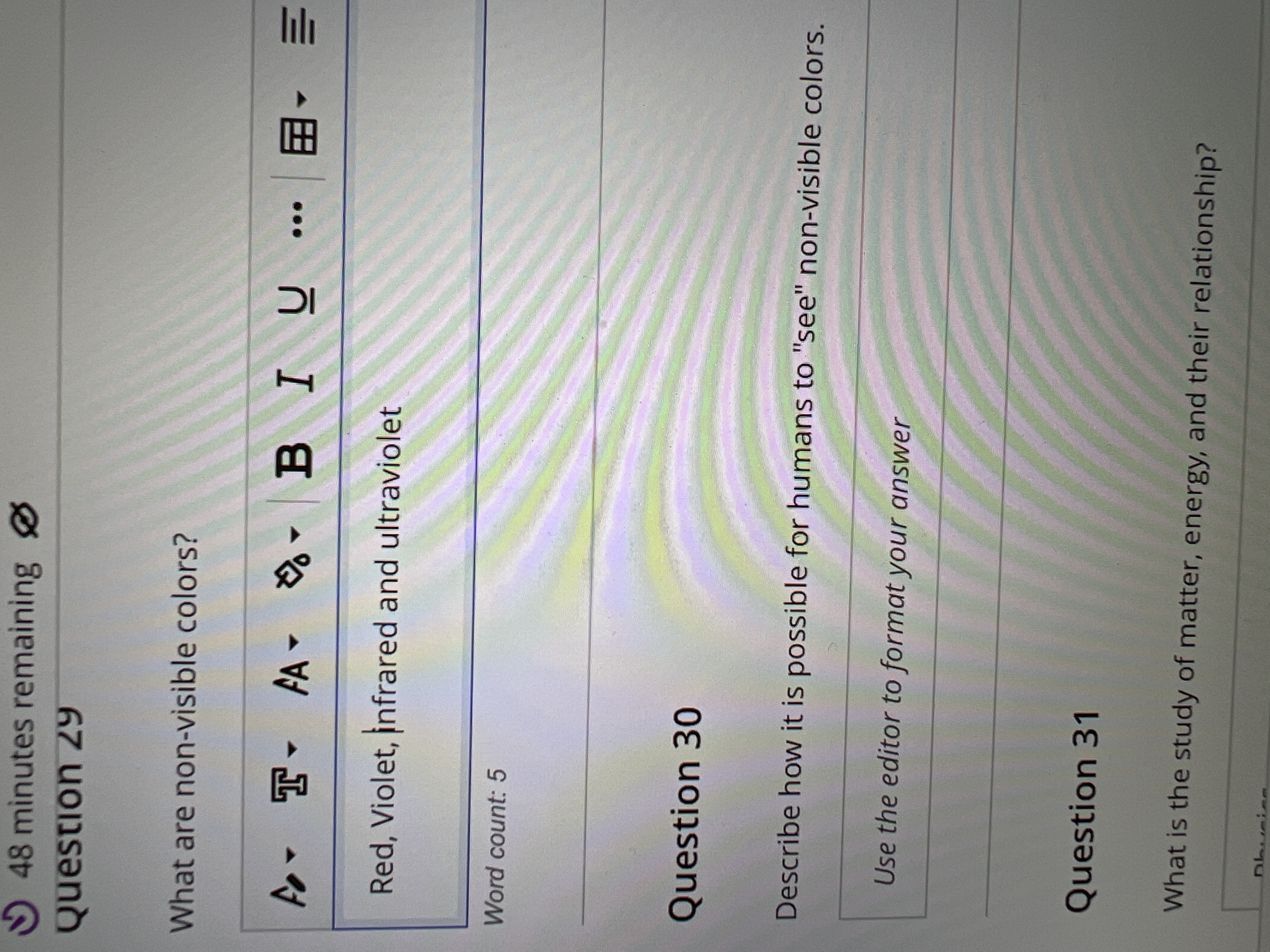Solved Question 29What are non-visible colors?Question | Chegg.com