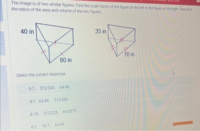 Solved The image is of two similar figures. Find the scale | Chegg.com