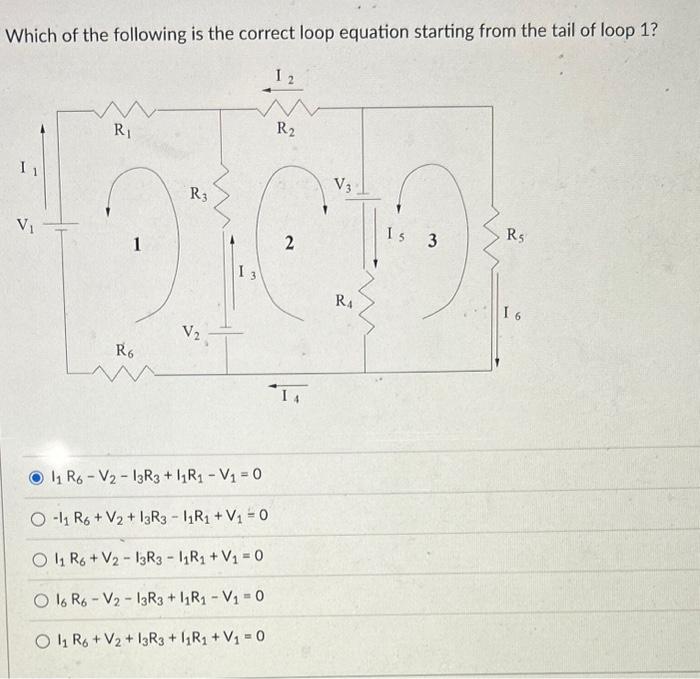 Solved Which of the following is the correct loop equation | Chegg.com