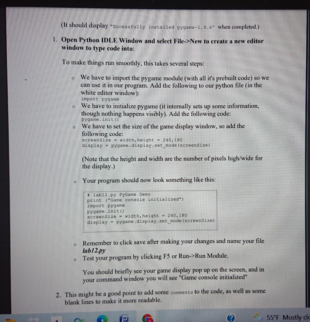 hello. this is about a making a simple visual game | Chegg.com