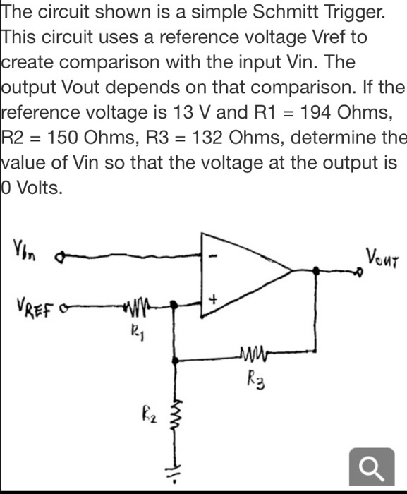 Solved The circuit shown is a simple Schmitt Trigger. This | Chegg.com