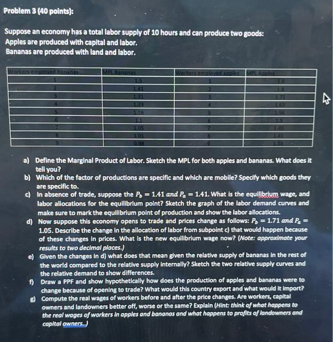 Solved Problem 3 (40 points): Suppose an economy has a total | Chegg.com