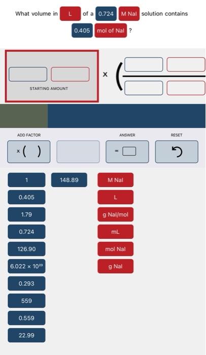 Solved What volume in L of a 0.724 M Nal solution contains | Chegg.com