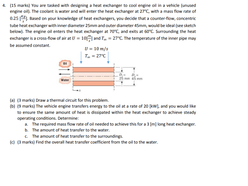 Solved (15 ﻿marks) ﻿You are tasked with designing a heat | Chegg.com