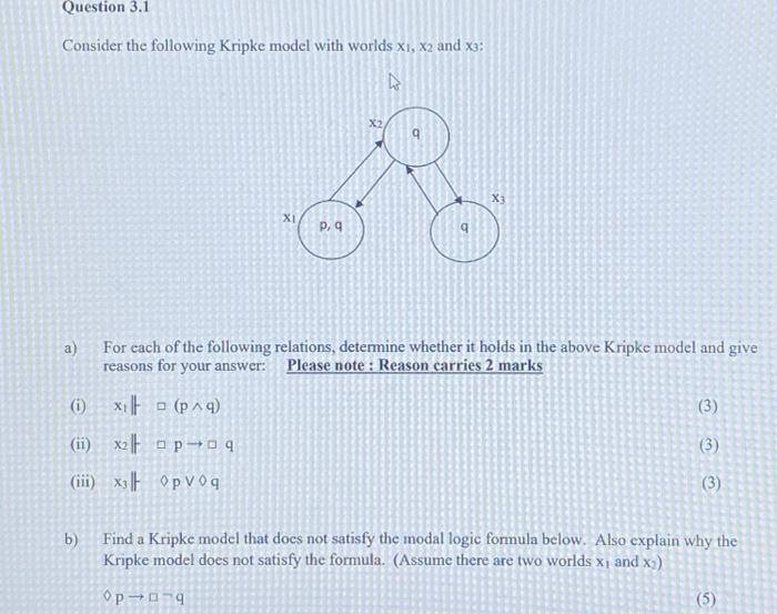 Solved Consider the following Kripke model with worlds x1,x2 | Chegg.com