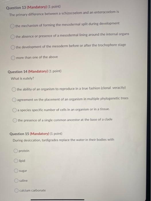 Solved Question 13 (Mandatory) (1 point) The primary | Chegg.com