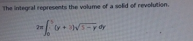 The integral represents the volume of a solid of | Chegg.com