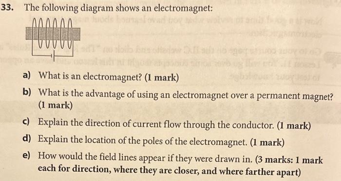Solved 3. The following diagram shows an electromagnet: a) | Chegg.com