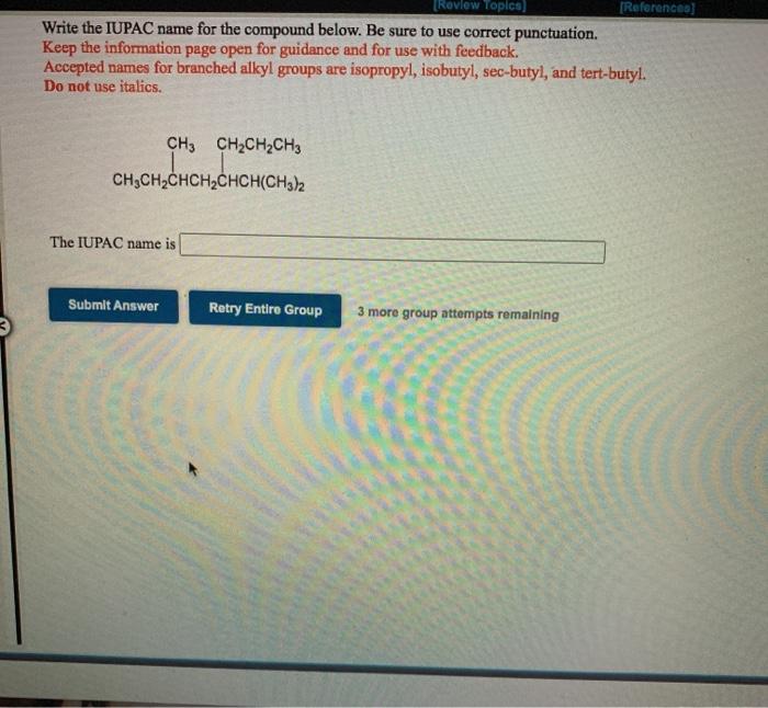 Solved [Review Topics (References) Write the IUPAC name for | Chegg.com