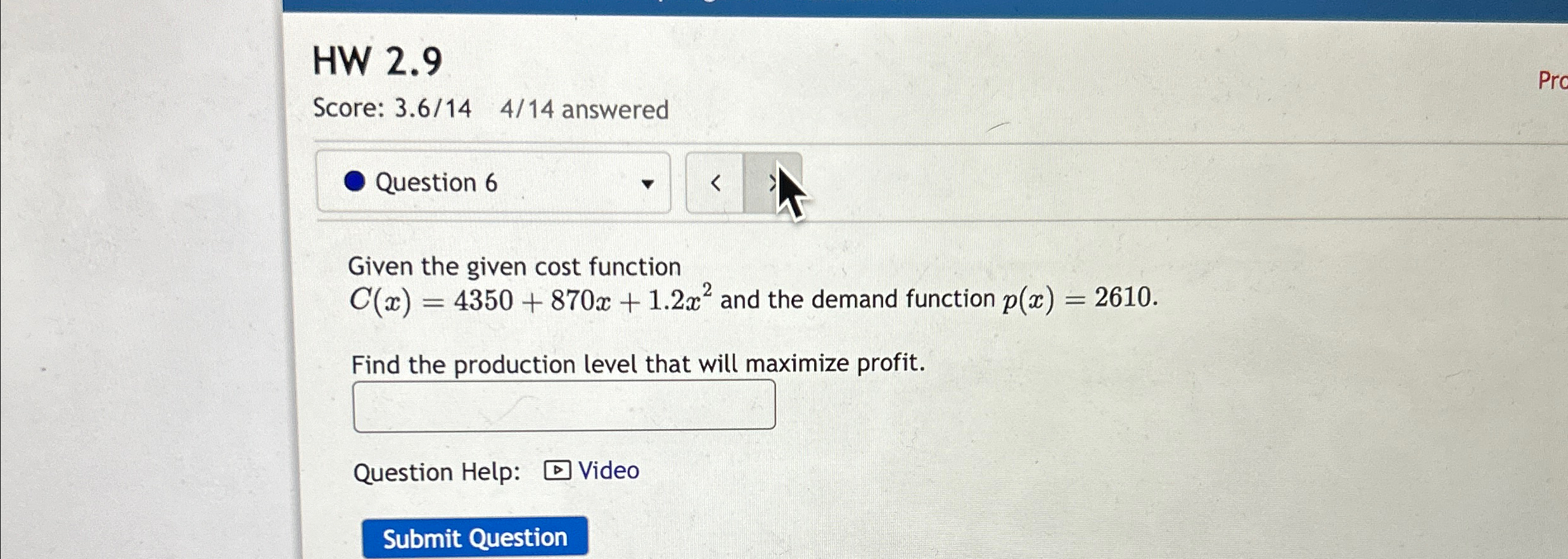 Solved HW 2.9Score: 3.6/14414 ﻿answeredGiven the given cost | Chegg.com