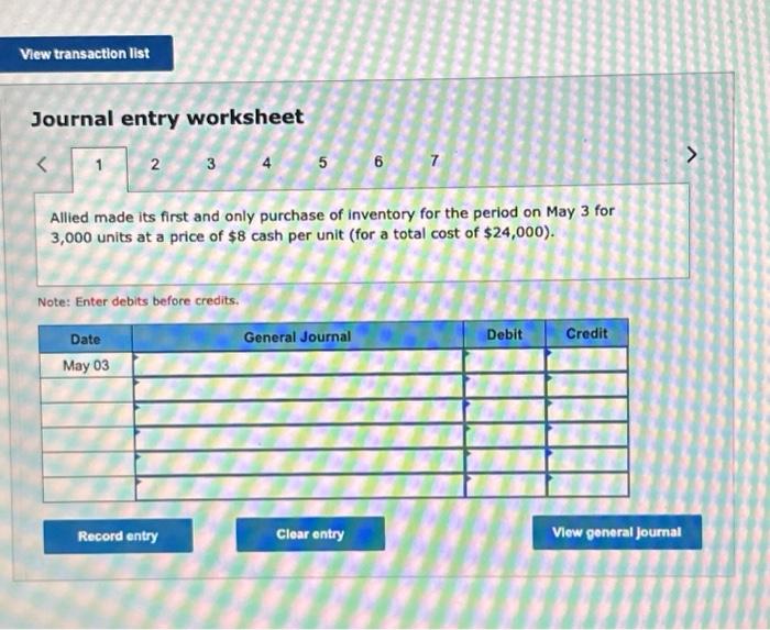 Solved Journal entry worksheet 1Journal entry worksheet 1 7 | Chegg.com