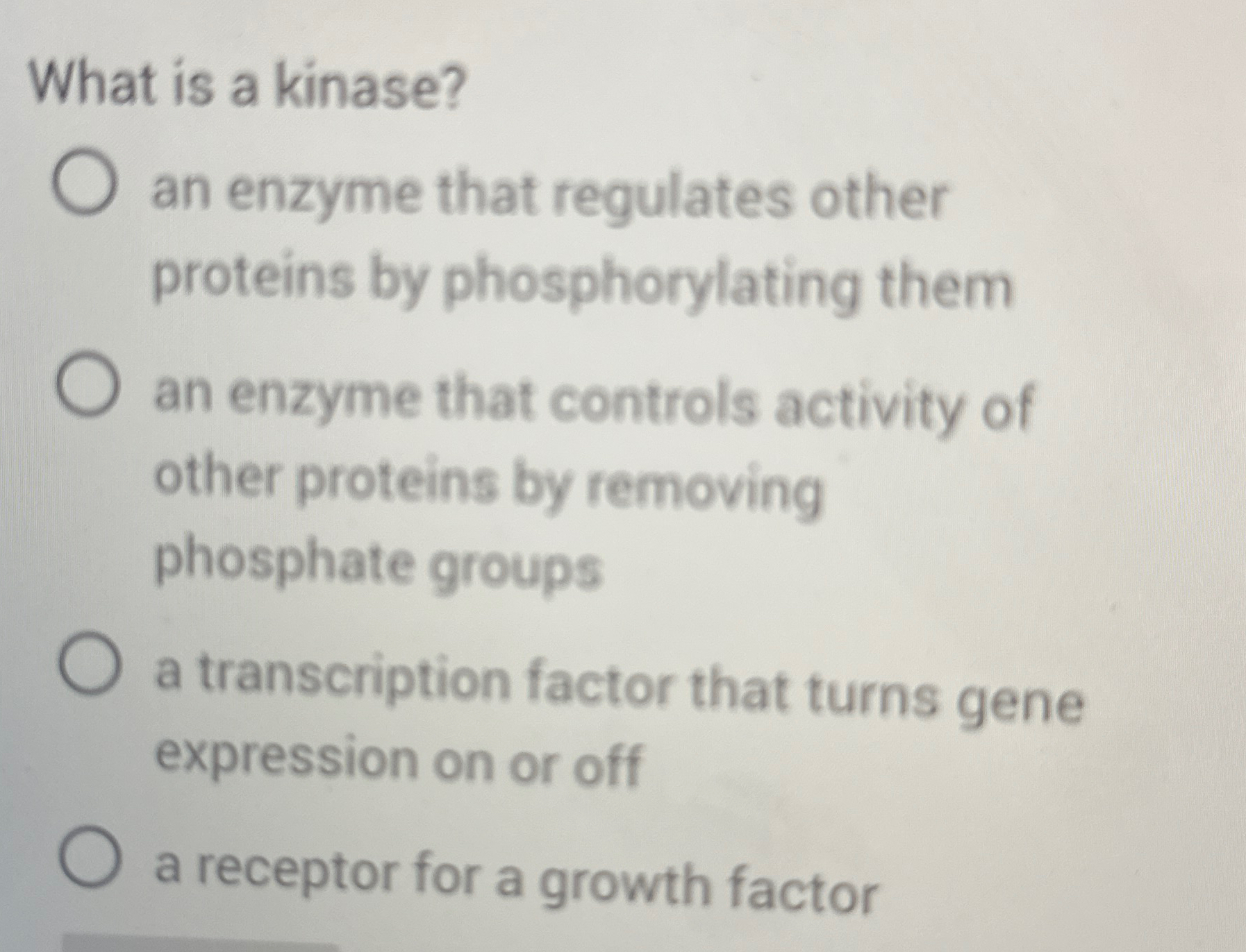 Solved What is a kinase?an enzyme that regulates | Chegg.com