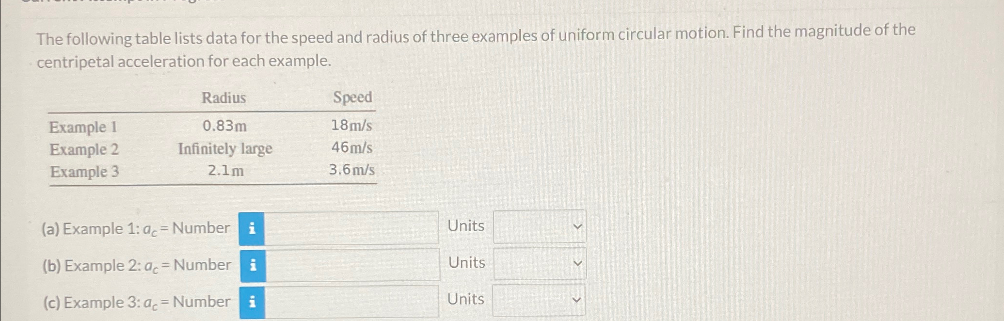 Solved The following table lists data for the speed and | Chegg.com
