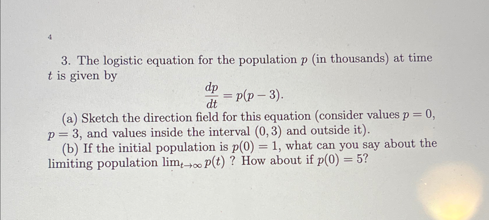 Solved The logistic equation for the population p (in | Chegg.com
