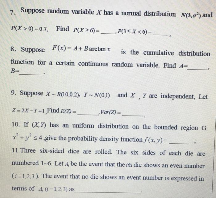 Solved 7. Suppose random variable X has a normal | Chegg.com