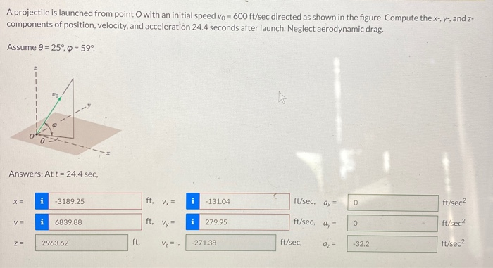Solved A projectile is launched from point O with an initial | Chegg.com
