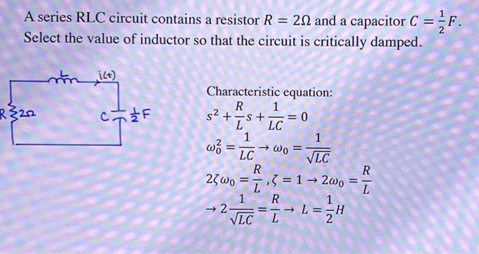 Solved A series RLC circuit contains a resistor R=2Ω and a | Chegg.com