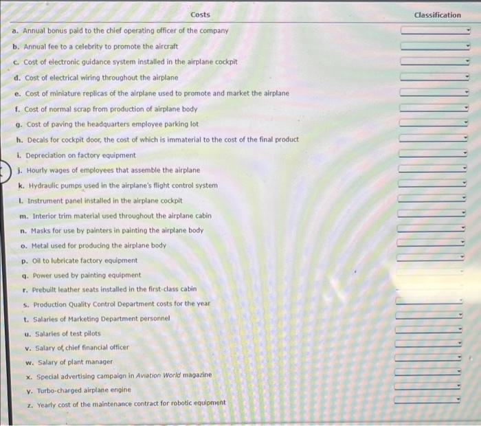 Solved classifying cost. classify each cost as either a | Chegg.com
