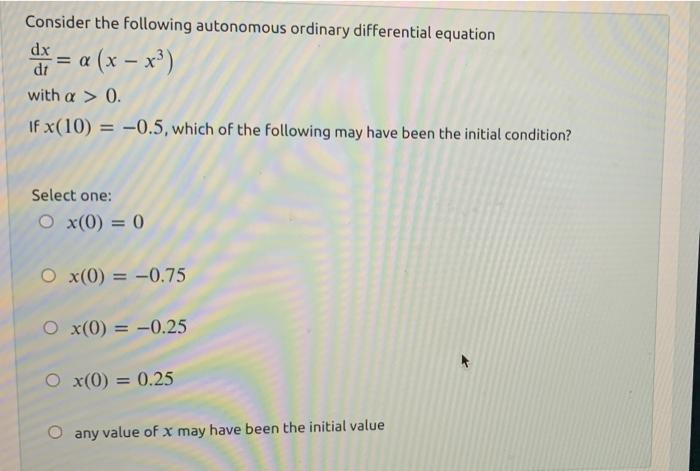 Solved Consider the following autonomous ordinary | Chegg.com