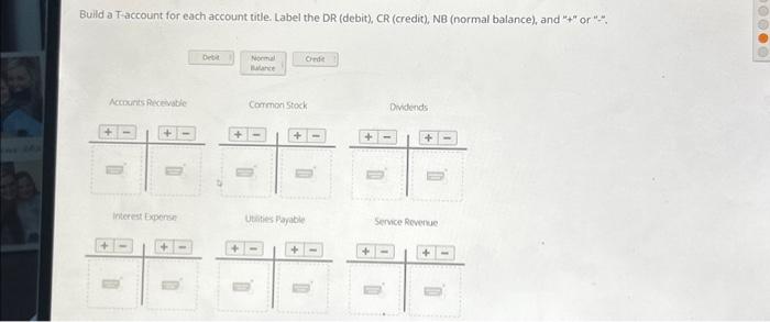 Solved Build a T-account for each account title. Label the | Chegg.com