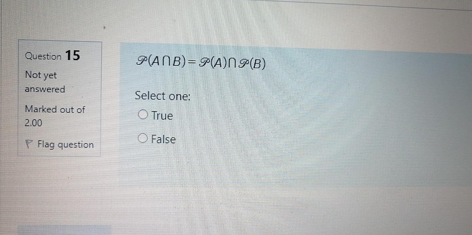 Solved Question 15 P(ANB)= P(ANPB) Not yet answered Select | Chegg.com