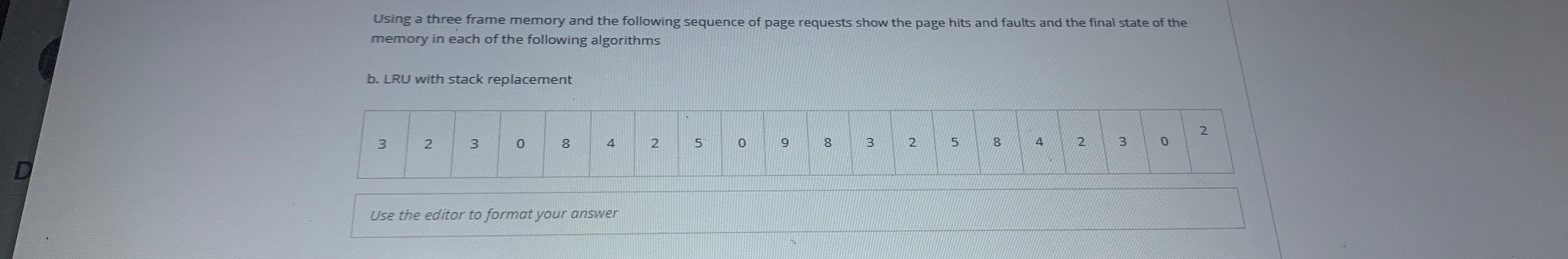 Solved Using a three frame memory and the following sequence | Chegg.com