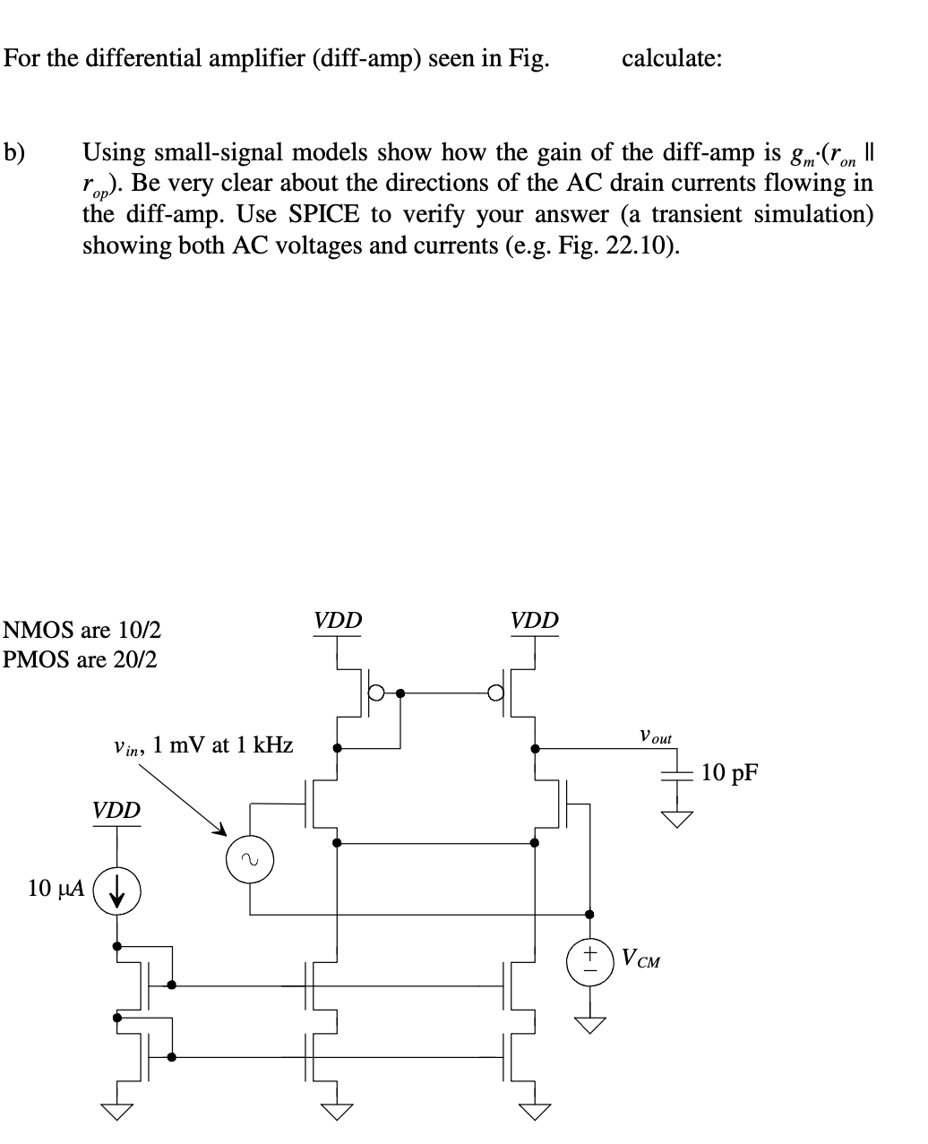 For the differential amplifier (diff-amp) ﻿seen in | Chegg.com