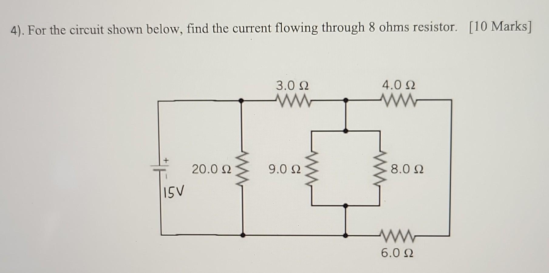 Solved 4). For the circuit shown below, find the current | Chegg.com