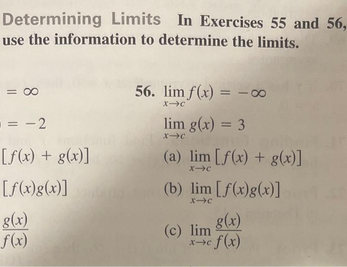 Solved Determining Limits In Exercises 55 and 56, use the | Chegg.com