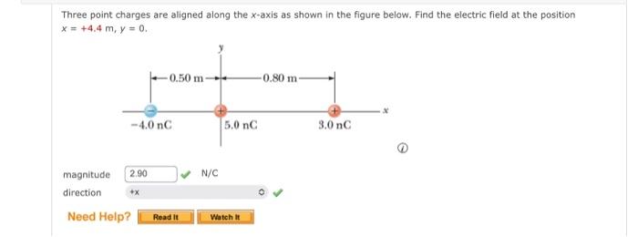 Solved Three point charges are aligned along the x-axis as | Chegg.com