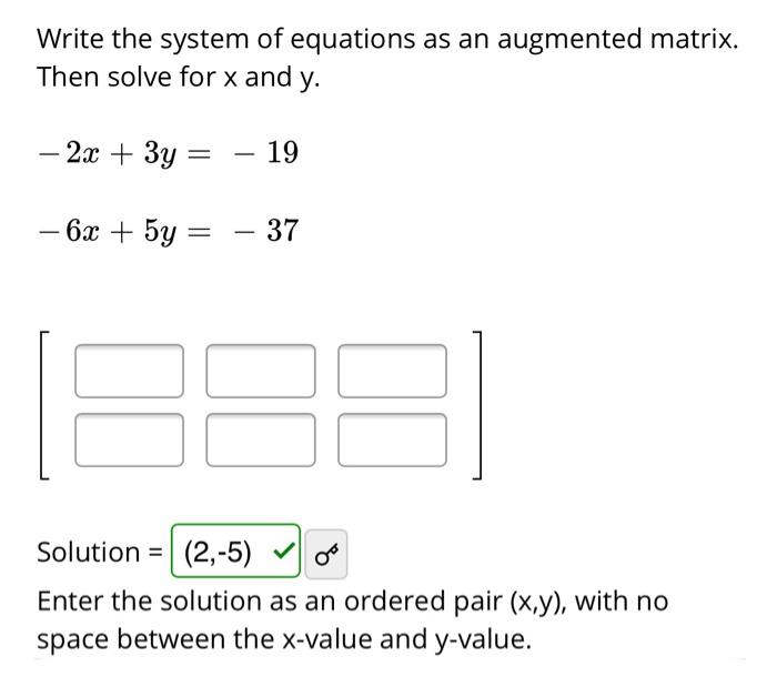 Solved Write the system of equations as an augmented matrix. | Chegg.com