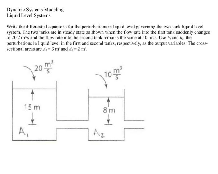 Solved Dynamic Systems Modeling Liquid Level Systems Write | Chegg.com