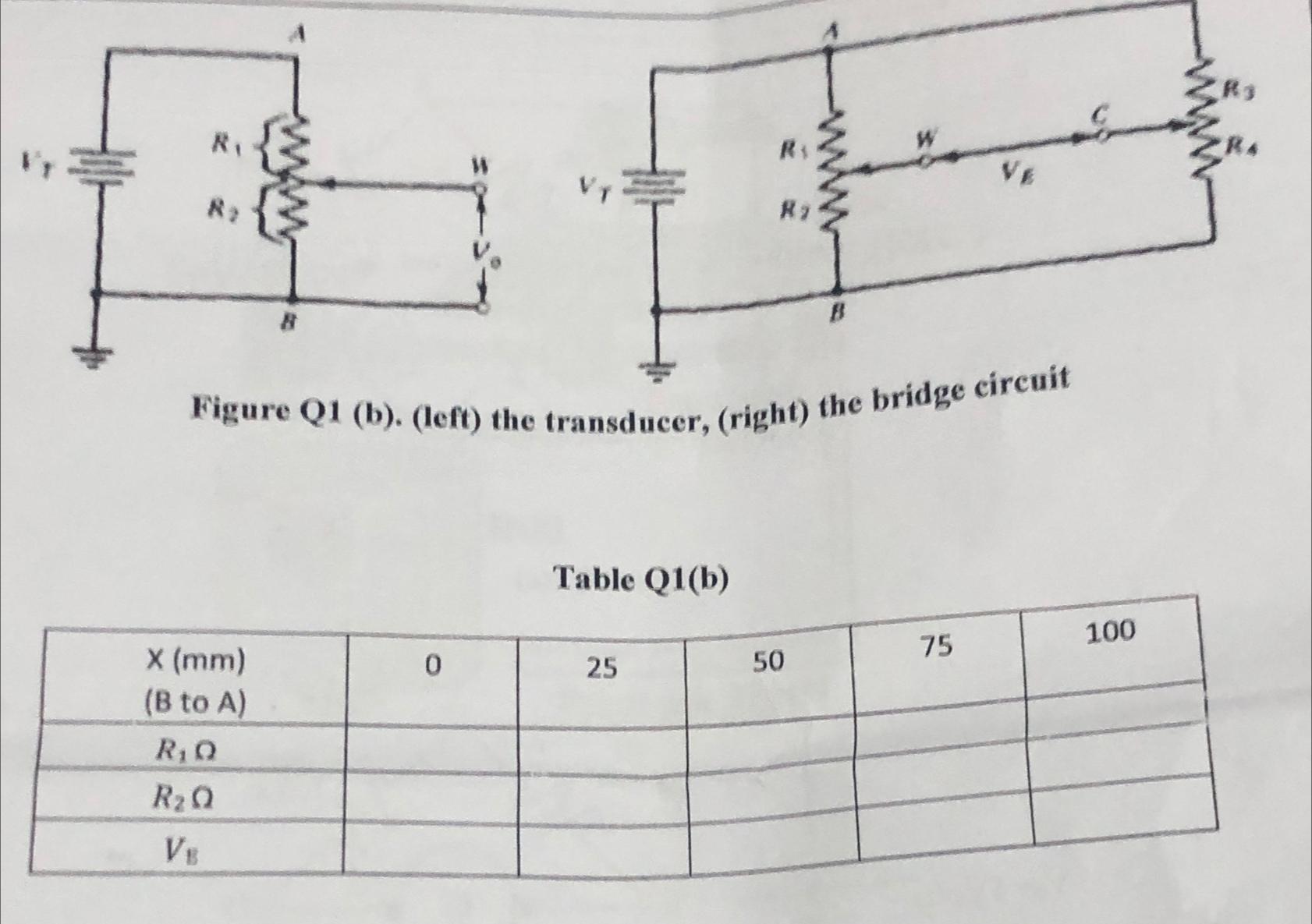 Solved A resistive position transducer with a resistance of | Chegg.com