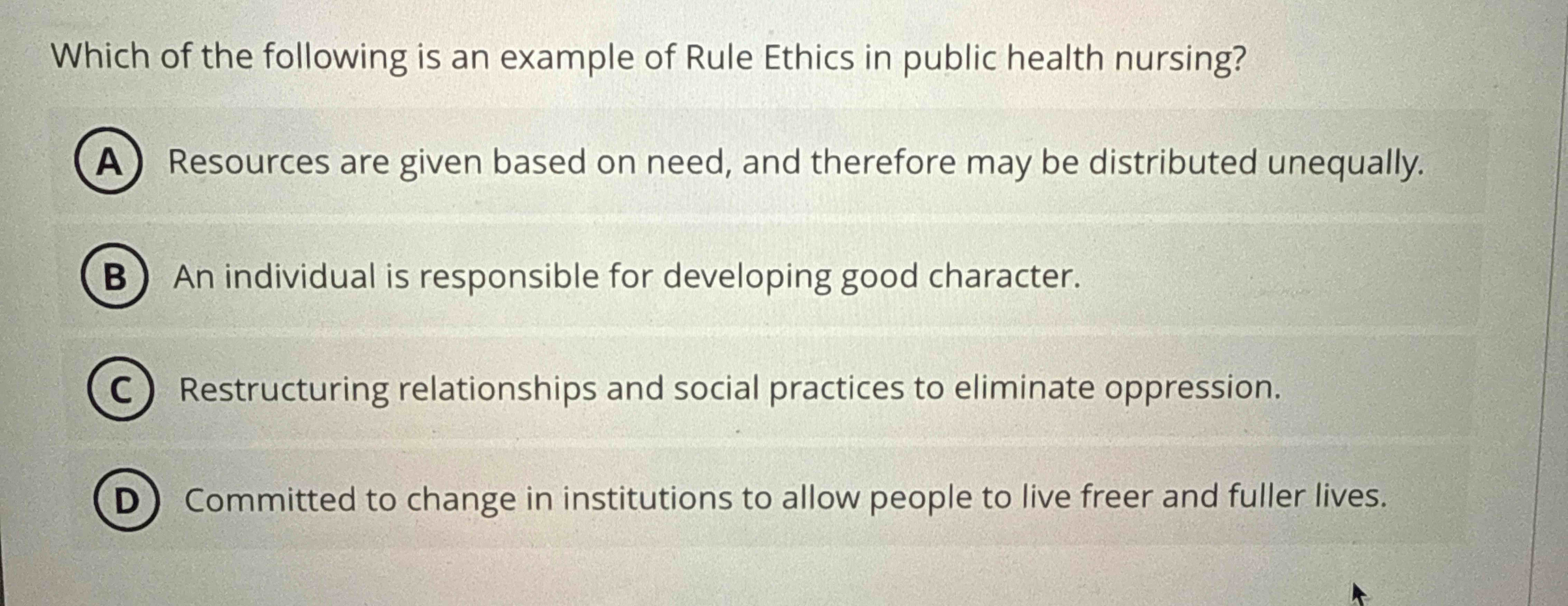 Solved Which of the following is an example of Rule Ethics | Chegg.com