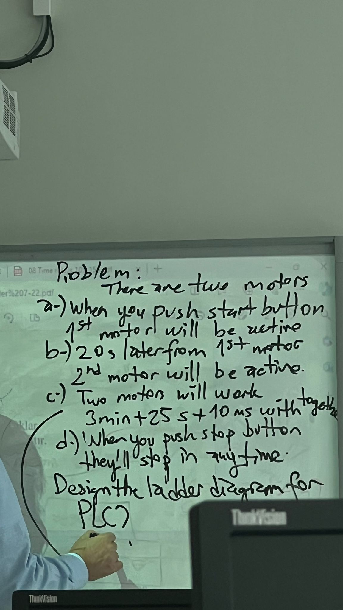 Solved There are two motorsa-) ﻿when you push start button | Chegg.com