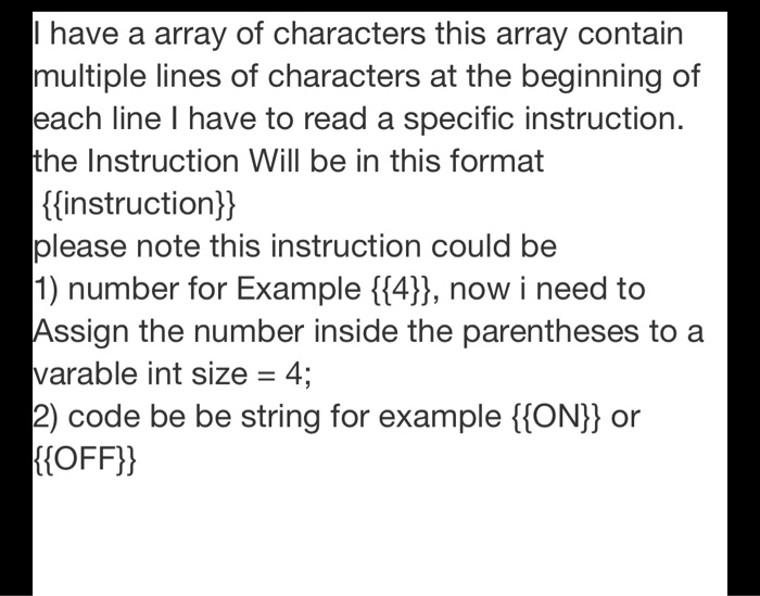 Solved I have a array of characters this array contain | Chegg.com