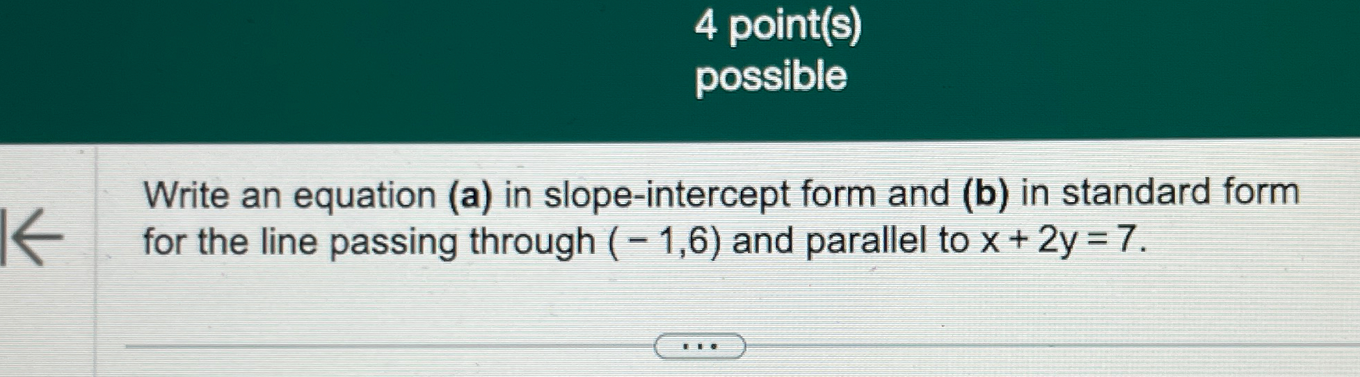 Solved 4 ﻿point(s)possibleWrite an equation (a) ﻿in | Chegg.com