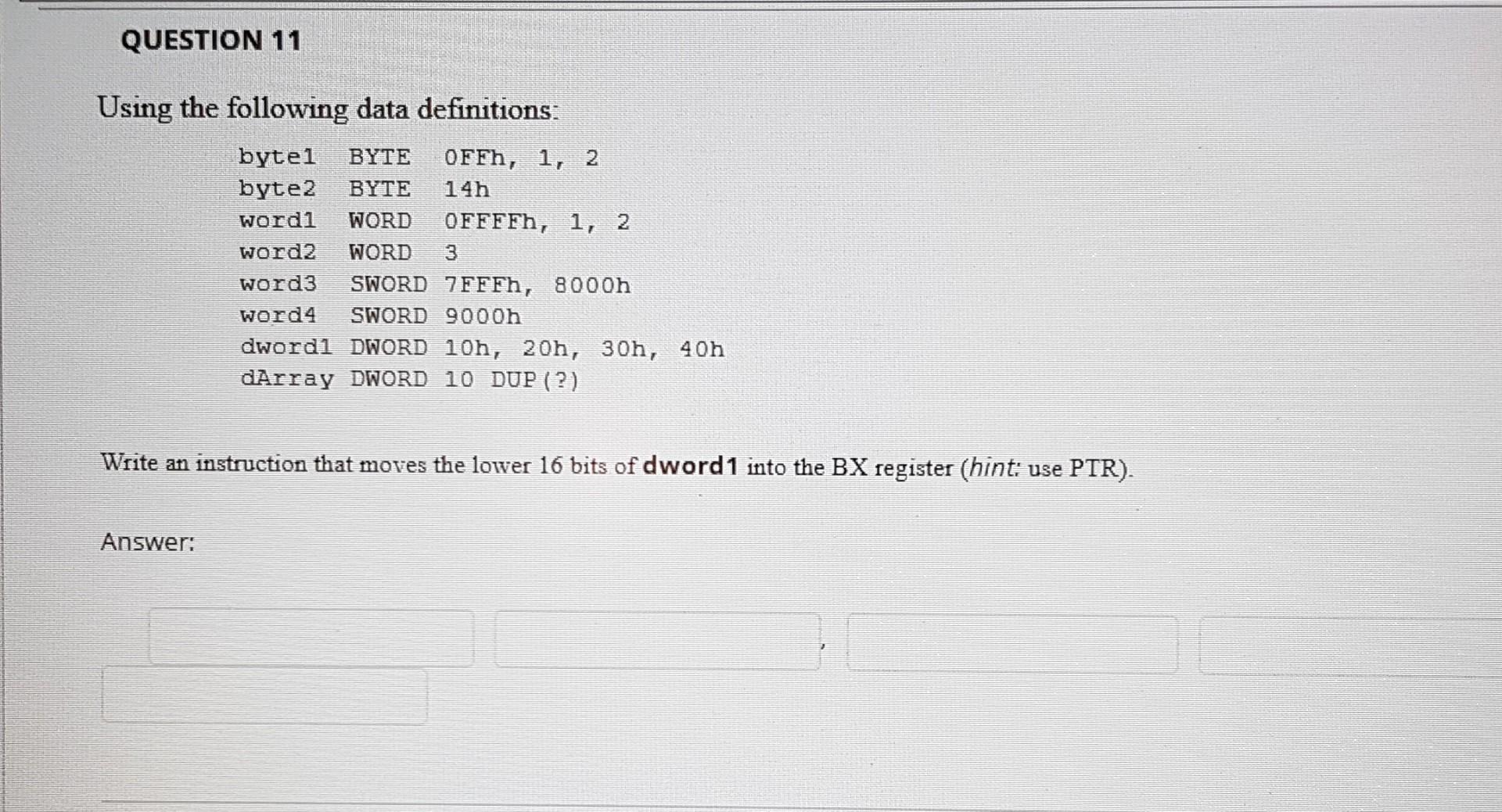 Solved QUESTION 11 Using the following data definitions: T | Chegg.com
