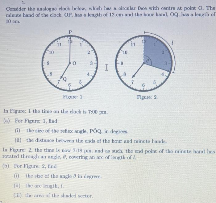 Solved Consider the analogue clock below, which has a | Chegg.com