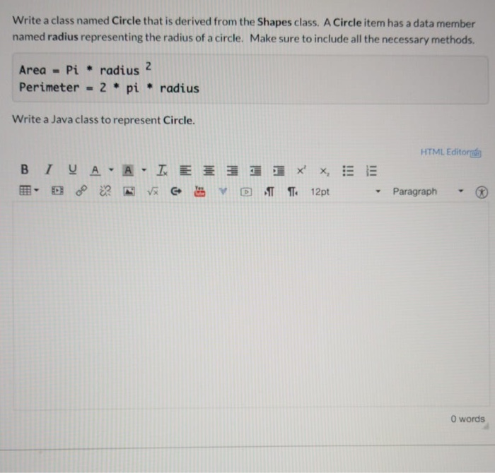 Solved Write A Class Named Circle That Is Derived From The 4469