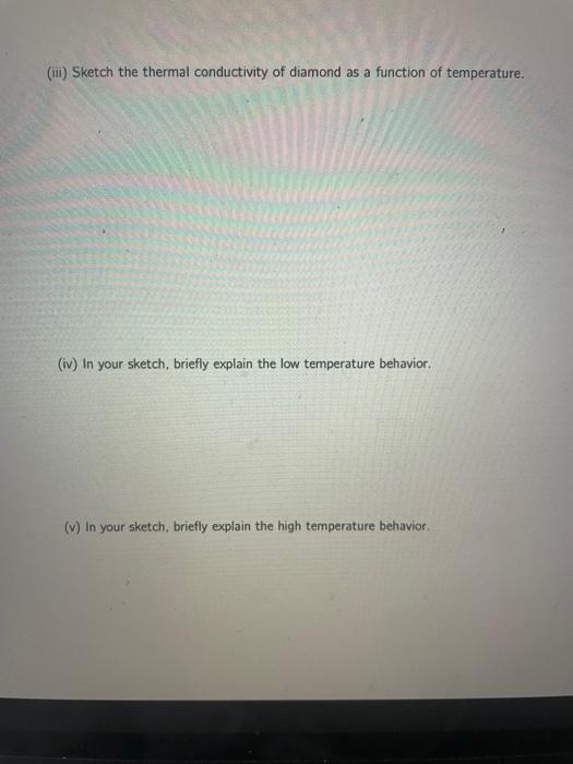 Solved (iii) Sketch the thermal conductivity of diamond as a | Chegg.com