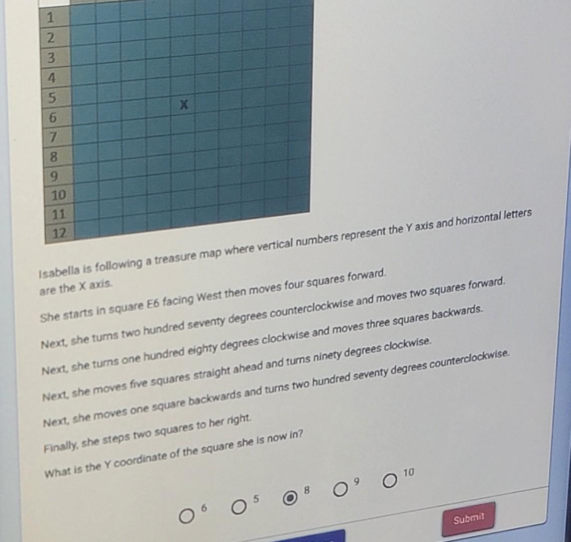 Solved Isabella is following a treasure map where vertical | Chegg.com