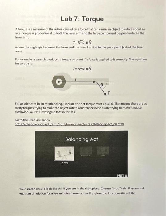 A torque is a measure of the action caused by a force | Chegg.com